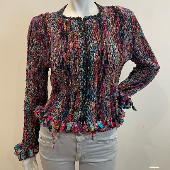 Estelle | Sweaters | Estelle Vintage 8s Rainbow Cardigan Sweater Art To ...